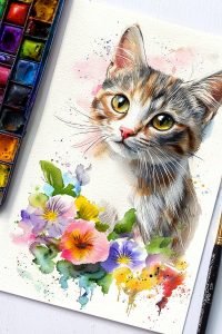 28 Stunning Watercolor Cat Drawing Ideas for Cat Lovers