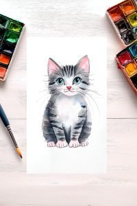 28 Stunning Watercolor Cat Drawing Ideas for Cat Lovers