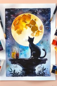 28 Stunning Watercolor Cat Drawing Ideas for Cat Lovers