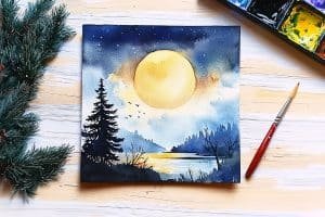 24 Watercolor Moon Drawing Ideas to Create Magical Night Sky Paintings