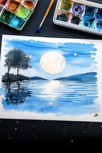 25 Watercolor Moon Easy Drawing Ideas for Relaxing Creative Sessions