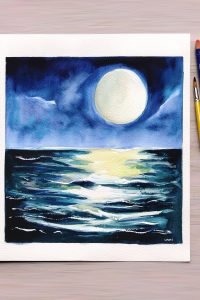24 Watercolor Moon Drawing Ideas to Create Magical Night Sky Paintings