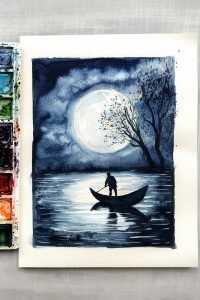 24 Watercolor Moon Drawing Ideas to Create Magical Night Sky Paintings