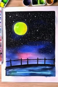 24 Watercolor Moon Drawing Ideas to Create Magical Night Sky Paintings