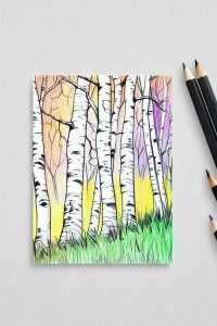 Beautiful 25 Colored Pencil Trees Painting Ideas for Every Skill Level