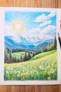 30 Colored Pencil Drawing Mountain Ideas for Stunning Landscape Art
