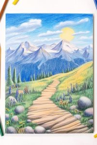 30 Colored Pencil Drawing Mountain Ideas for Stunning Landscape Art