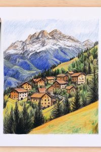 30 Colored Pencil Drawing Mountain Ideas for Stunning Landscape Art