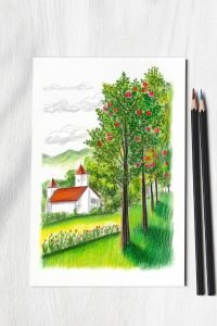 Beautiful 25 Colored Pencil Trees Painting Ideas for Every Skill Level