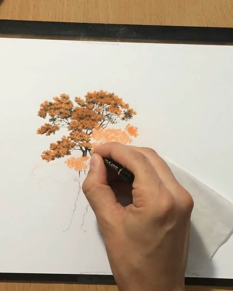 Autumn Tree Drawing with Colored Pencils: A Complete Step-by-Step