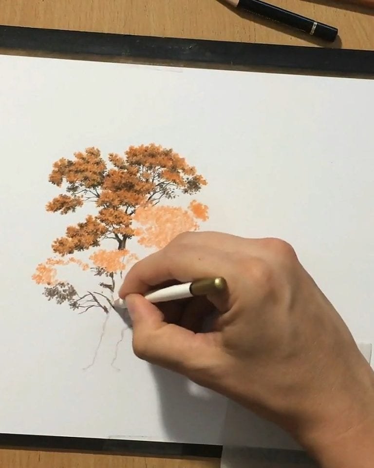 Autumn Tree Drawing with Colored Pencils: A Complete Step-by-Step