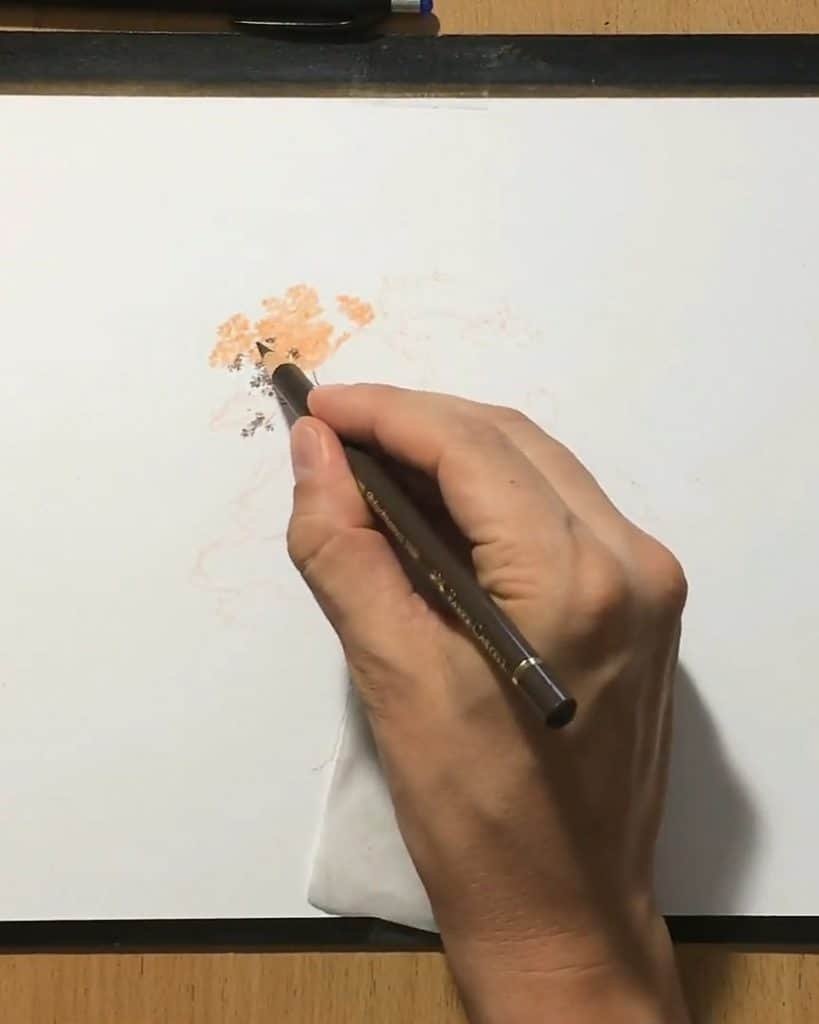 Autumn Tree Drawing with Colored Pencils: A Complete Step-by-Step