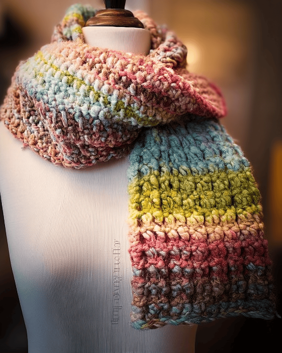 Quick & Easy Crochet Scarf One Row Repeat Tutorial