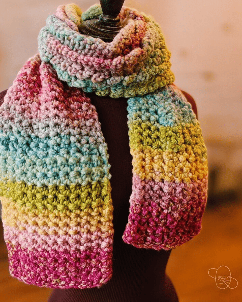 Quick & Easy Crochet Scarf One Row Repeat Tutorial
